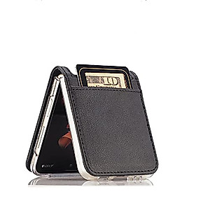 NVYRO Phone Case for Samsung Galaxy Z Flip 4 Coque PU Leather Cover Ultra Thin Card Back Cover,Brown,for Z Flip 4 5G