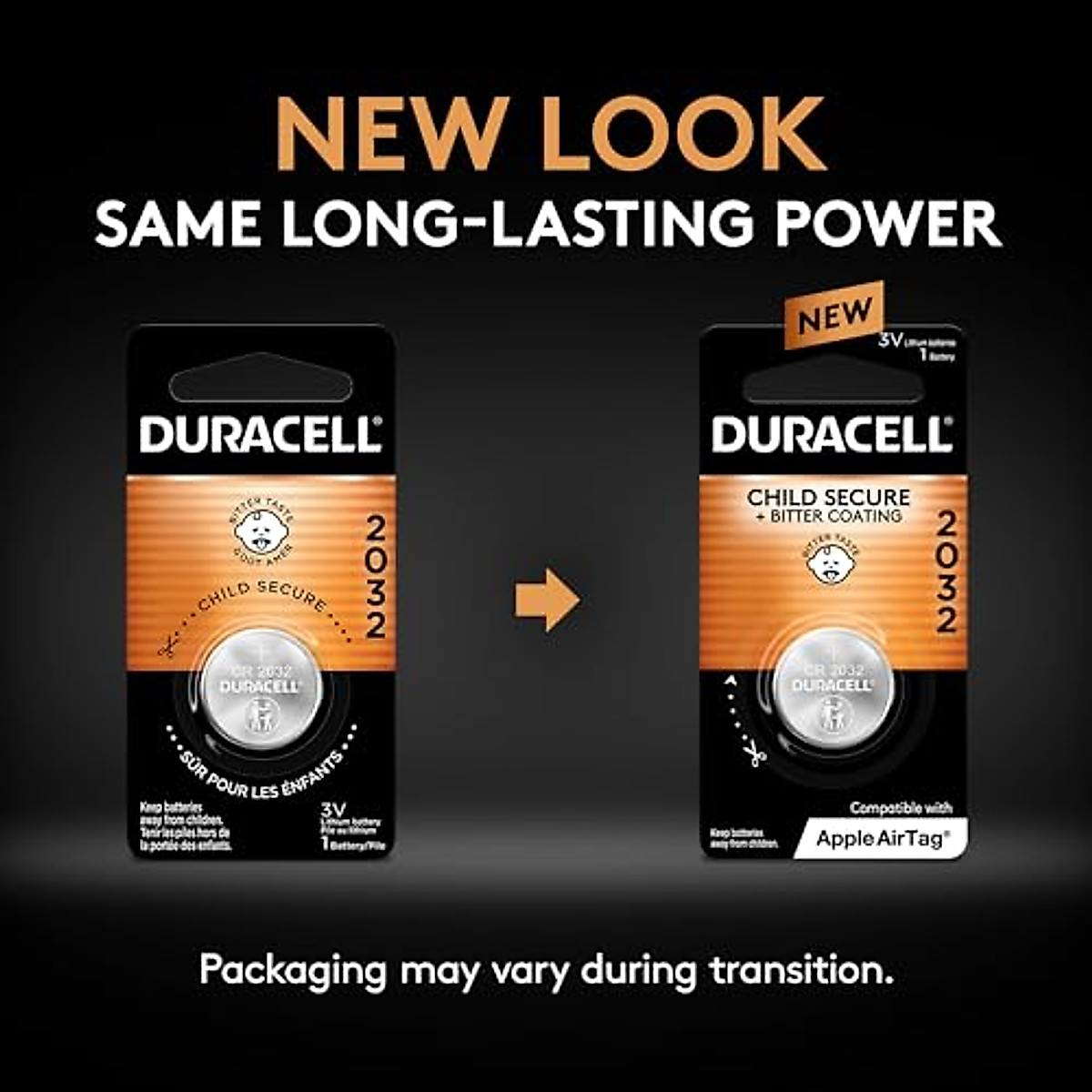Duracell 2032 Lithium Battery. 1 Count Pack. Child Safety Features. Compatible with Apple AirTag, Key Fob, and other devices. CR2032 Battery Lithium Coin Battery. CR Lithium 3V Cell