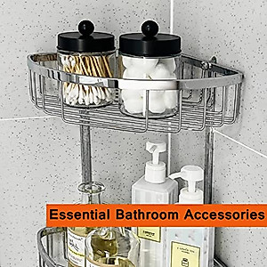 Goramio 2-Pack Bathroom Glass Storage Jars, Small Apothecary Jars with Lids, Glass Qtip Holder, Cute Bathroom Canisters, Cotton Swab Holder, bathroom countertop organizer with 12 Lables (9 Oz, Clear)