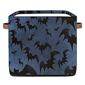 13x13x13 Storage Cube Bins Horror Night Fabric Storage Cubes 13 inch Collapsible Storage Bins Cubby Storage Baskets for Organizing Shelf Cabinet Bookcase Boxes