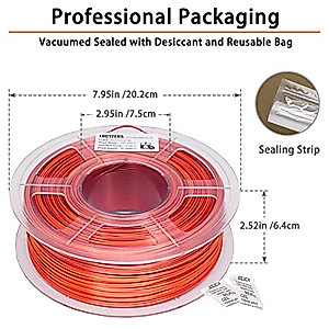 (2 Items) 1kg Silk Gold Shiny Red Black & 1kg Silk Gold Shiny Red PLA Filament, 3D Printer Filament, PLA Filament 1.75mm +/- 0.02mm