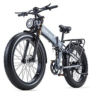 DAMSON 1000W Electric Bike Ebike for Adult 48V 20AH Removable Battery 26"X4"Fat Tire up to 30MPH &75 Miles Long Range Off Road Beach Mountain Electric Bicycle with Dual Hydraulic Disc Brakes