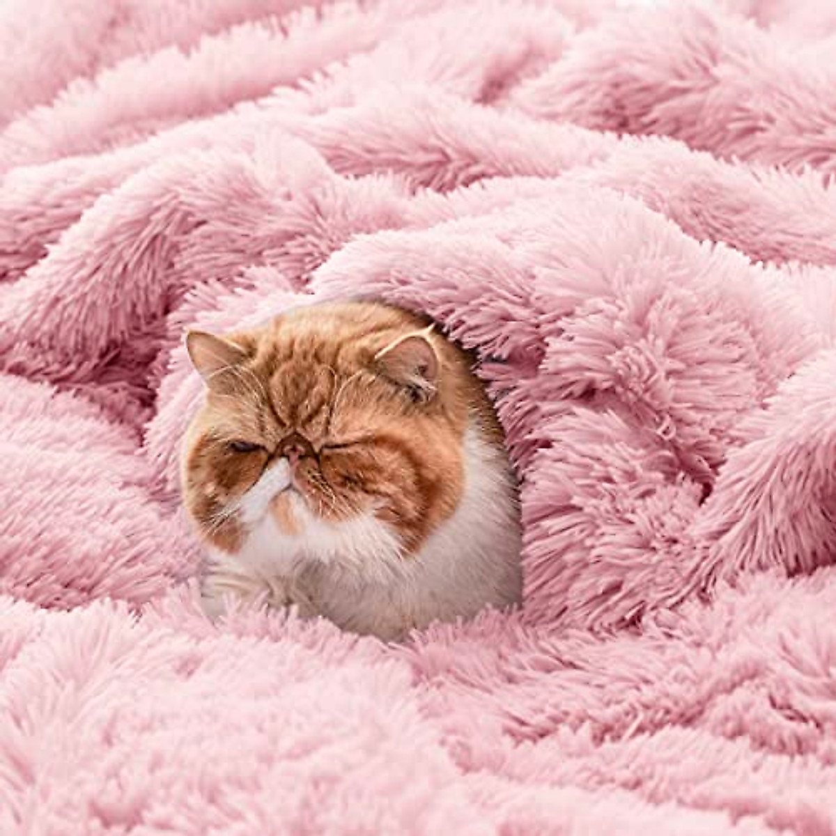 Bedsure Faux Fur Throw Blanket Pink – Fuzzy, Fluffy, and Shaggy Faux Fur, Soft and Thick Sherpa, Tie-dye Decorative Gift, Throw Blankets for Couch, Sofa, Bed, 50x60 Inches, 380 GSM