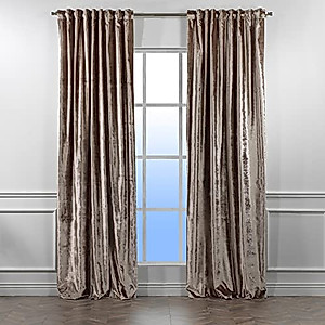 CASANEMA Rice Extra Long Shiny Velvet Curtains Luxury Colors Light Blocking Hang Back Tab & Rod Pocket 1 Panel Curtain 5-30 Ft Home Décor Custom Made Drapes -Made in Turkey (52" W X 132" L)