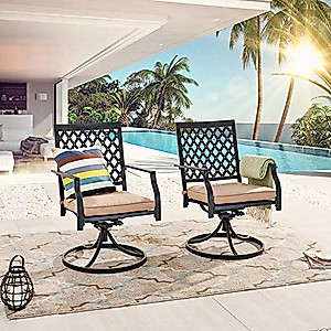 LOKATSE HOME Patio Swivel Rocker Furniture Metal Outdoor Dining Chairs with Cushion Set of 2