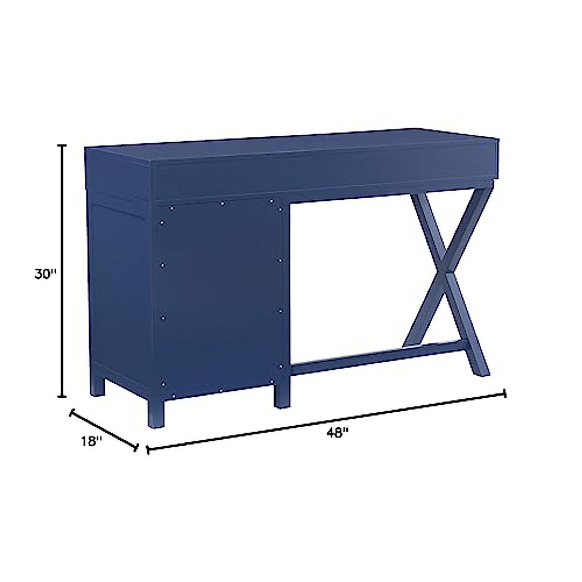 Linon Sadie Navy Blue Modern Classic Side Storage Desk