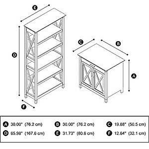 Bush Furniture Key West Secretary Desk With 5 Shelf Bookcase, Bing Cherry