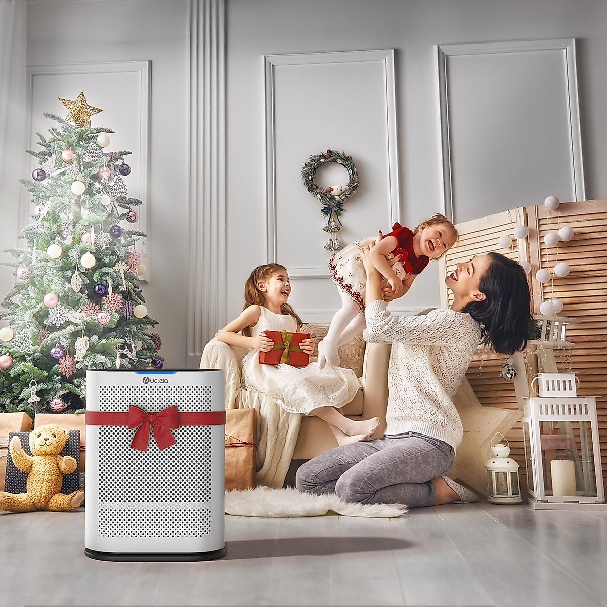 Air Purifiers for Home Large Room Cover 2,100 Ft²,Home Air Purifier with Air Quality Monitor & Aromatherapy,Auto H13 Air Purifier Removes Pets Hair Dust Smoke Odor,with 7 Colors Light(White)