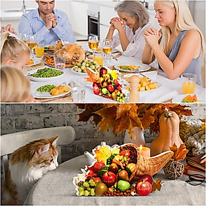 Amyhill Thanksgiving Table Centerpiece Cornucopia Fall Centerpiece for Tables with Inspirational Words Peace Love Joy Goodness Faithfulness Harvest Cornucopia Basket for Fall Dining Table Decor