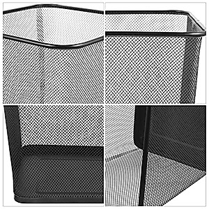 HANABASS Black Mesh Metal Trash Can Square Mesh Wire Wastebasket Vintage Garbage Bin Reusable Bedroom Rubbish Can for Kitchen Farmhouse Home Office