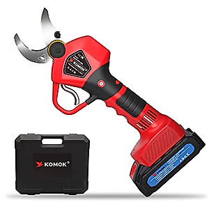 KOMOK Electric Pruning Shears, Professional Cordless Pruning Shears with 2PCS Backup Rechargeable 2Ah Battery Powered Tree Branches Pruner, 30mm 1.2" Cutting Diameter, 6-8 Working Hours