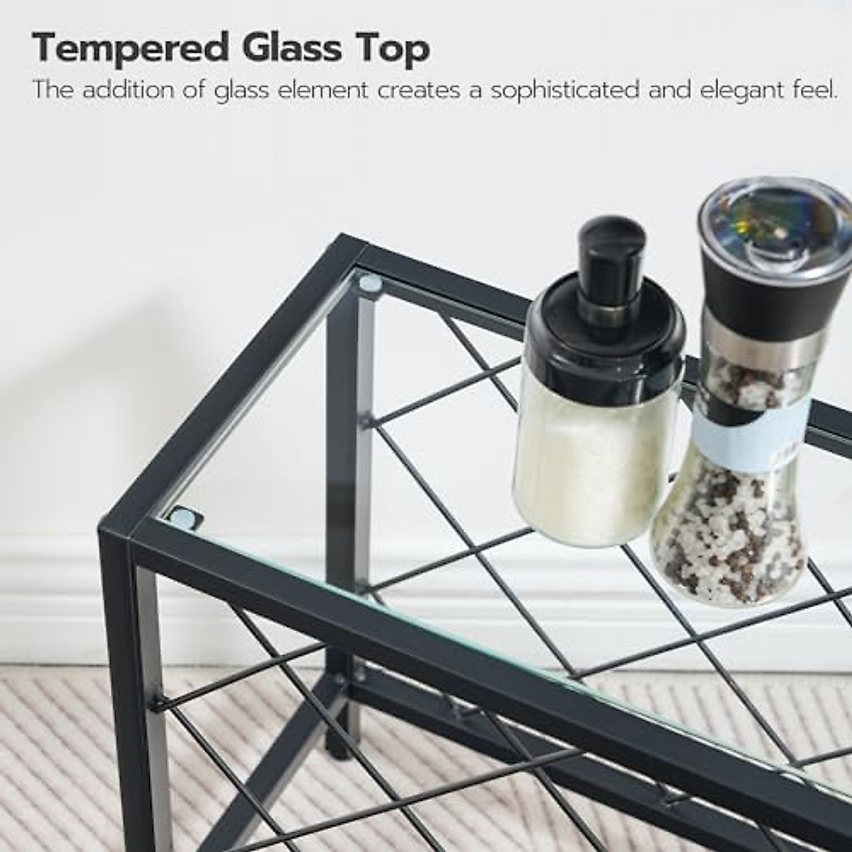 HOOBRO Wine Rack Countertop, 10-Bottle Wine Storage Rack, Freestanding Modern Glass Metal Small Wine Rack, Tabletop Wine Holder Stand for Bar, Dining Room, Kitchen, Black BK11JJ01