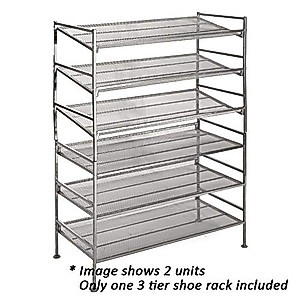 Seville Classics 2-Tier Iron Mesh Utility Shoe Rack, Silver