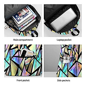 Oplp Brightly Colored Triangles Large Capacity Backpack Lightweight Personalized Laptop Bag Tablet Travel School Bag with Multiple Pockets