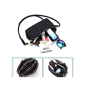 Nylon Small Women Crossover Body Phone Purse Bag Wristlet Clutch Wallet Handbag for Samsung Galaxy S20 Ultra, S20 FE 5G, A11 A21 A51 A71 A10S A20S A21S A20, Note 20 10 9,S10 Lite S10 Plus (Black)