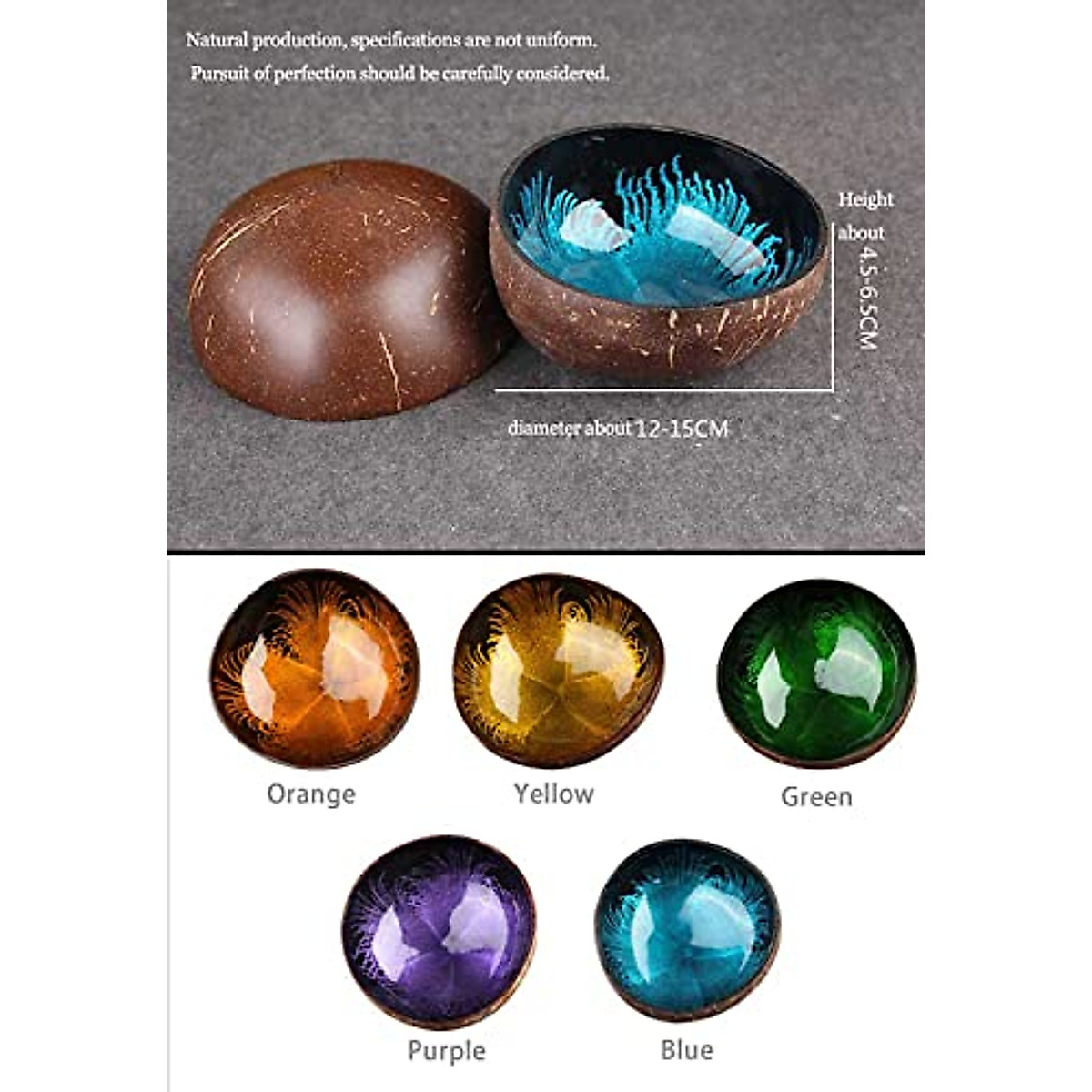 Emousport Coconut Shell Key, Candy Bowl Table Key Storage Section Coconut Bowl Ink Creative Ornament Creative Storage Bowl (Green)