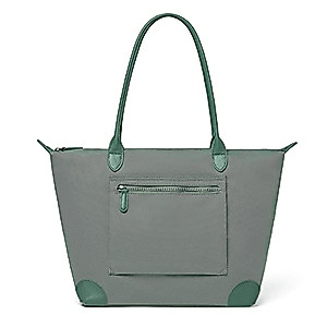 DORIS&JACKY Nylon Handbags For Women Leather Satchel Shoulder Purse Large Lightweight Work Travel Tote Bags Top Zipper (19-light green)…