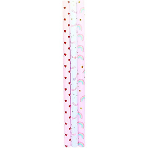 Sparkle and Bash Pink Wrapping Paper Roll (30 Inches x 16 Feet, 3 Rolls)