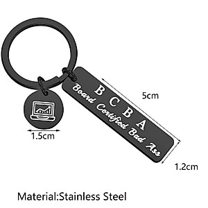 FOTAP Behavior Analyst Gift BCBA Gift ABA Gift Board Certified Bad Ass Keychain Behavior Therapy Gift (Black BCBA Keychain)