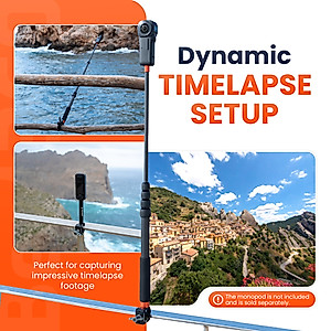 Best360 Aluminium Camera Clamp, Compatible with Insta360 X4/X3/ONE X2/ONE RS/ONE RS 1-INCH 360, for Bicycle/Motorcycle/Timelapse, 360 Action Camera Mount