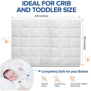 Continental Bedding Toddler Comforter, 100% White Down Duvet Insert, Sleep Blanket with Cotton Shell, Fits Standard Crib, Toddler Bed, 33x42 Inches, White