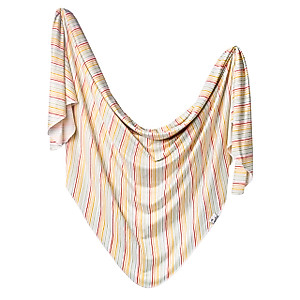Large Premium Knit Baby Swaddle Receiving Blanket "Rainee" by Copper Pearl