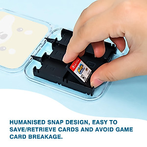 DLseego Game Card Case for Switch Lite/Switch/Switch OLED, Switch Game Cartridge Memory Card Portable Storage Box with 12 Game Card Slots and 2 Micro SD Card Slots and 1PCS Black Chain-Yellow Dog