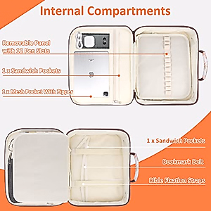 Large Bible Cover with Shoulder Strap, Bible Carrying Case with Handles, Bible Protective with Pen Slots, Bible Book Carrier Bible Accessories, Bible Case for Women, Bible Bag for Girl - Plaid