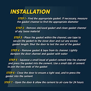 RUTLAND PRODUCTS Rutland 96W-6 Grapho-Glas Rope Gasket Replacement Kit, 5/8-Inch by 7-Feet, 5/8" X7', Black