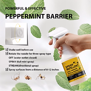 BugBai Spider Repellent for House Indoor Pet Safe, 16oz Peppermint Oil Spider Spray Outdoor Repels All Spiders, Natural Spider Killer to Get Rid of Spiders in House, Bedroom, Basement, Bathroom, Car