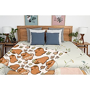 ARTBLANKET Capybara Floral Throw Blanket Fannel Fleece Super Soft Funny Blanket Travel Throw Blanket for Bed Couch Sofa 40 x 30 Inch for Baby