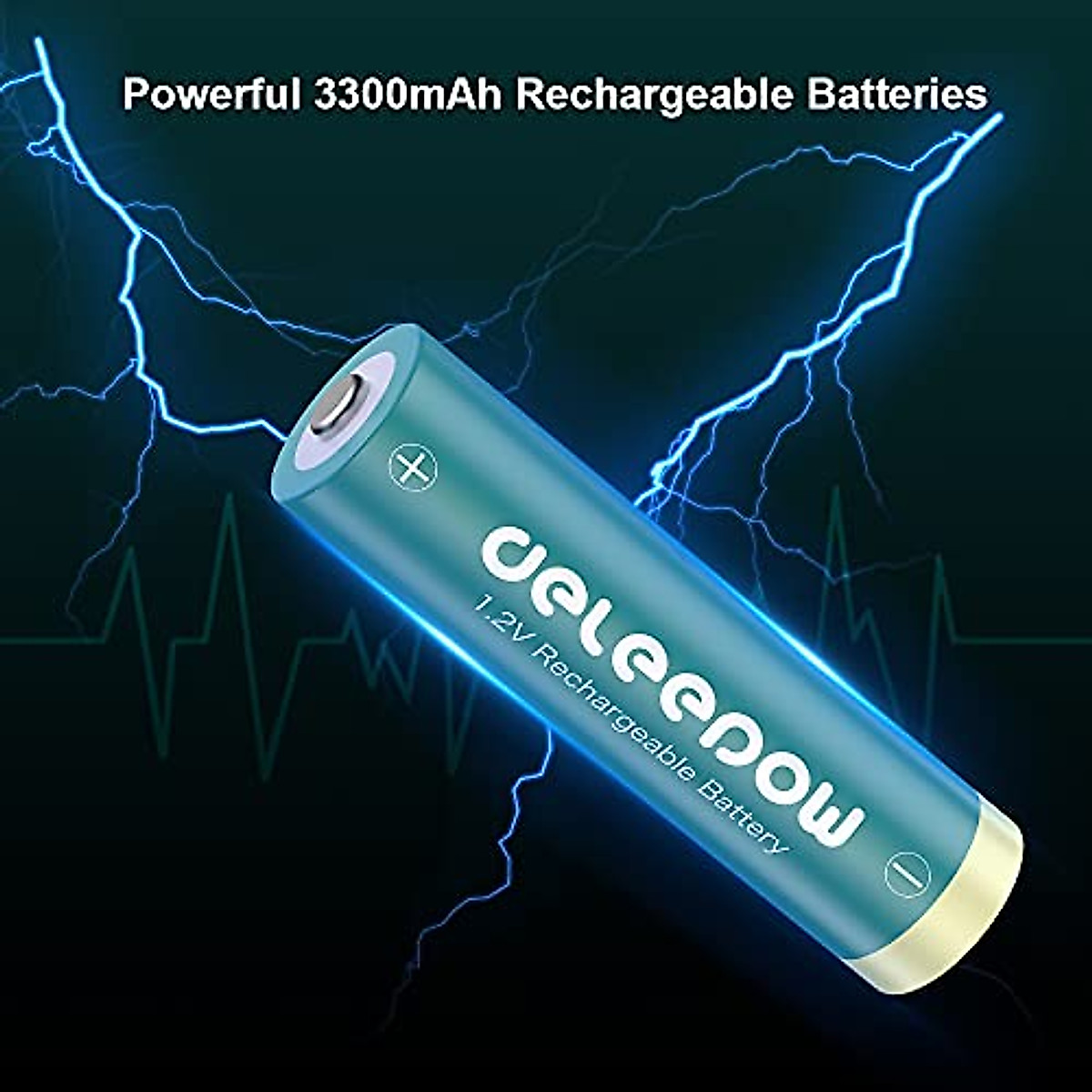Deleepow AA Rechargeable Batteries Ni-MH, 3300mAh Long Lasting, 1.2V 1200 Cycles Rechargeable AA Batteries- 24 Count for Household and Business Devices
