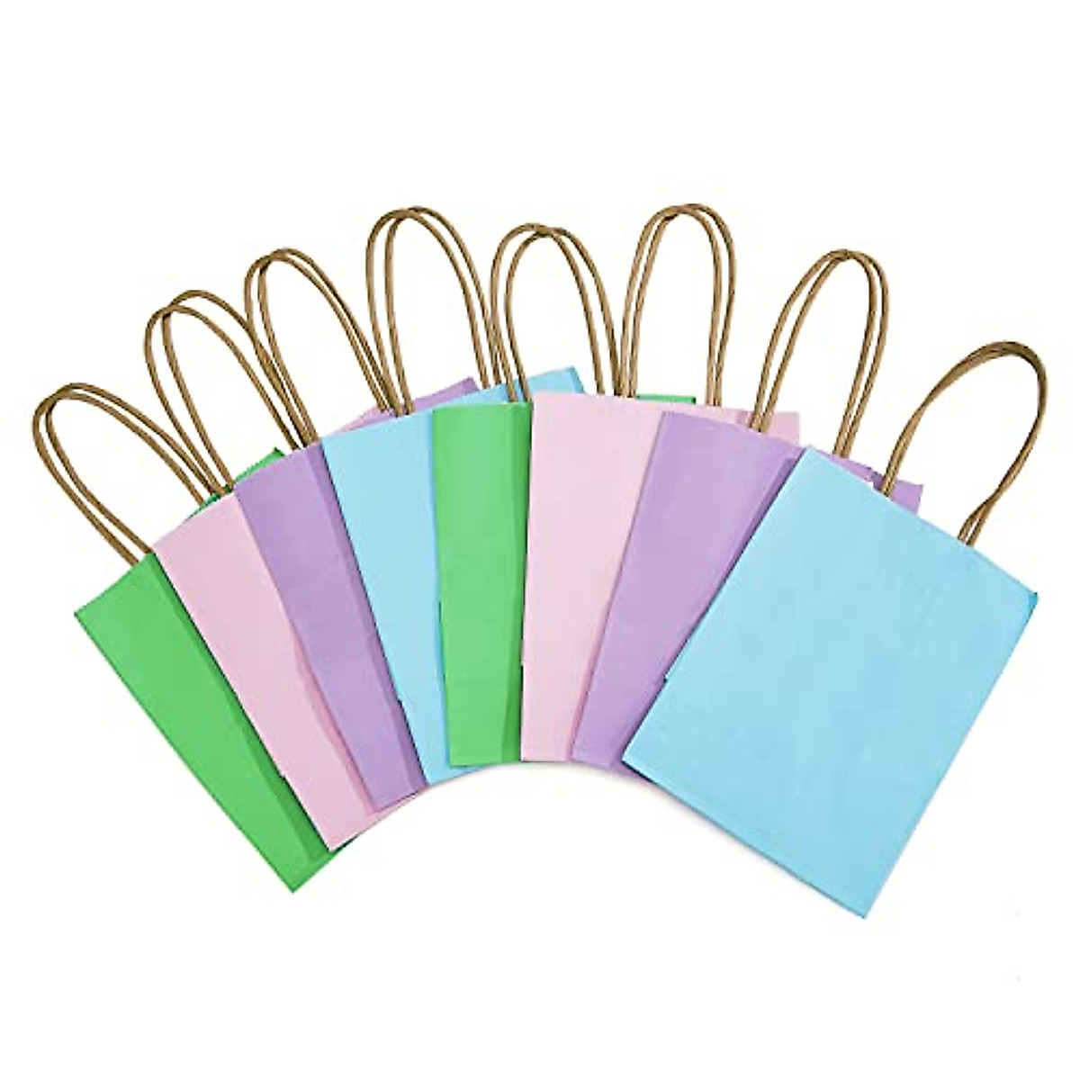 60 Pack Mini Small Pink Blue Green Purple Colored Paper Gift Bags with Handles for Birthday Wedding Baby Shower Party Favors, Shopping, Retail, Merchandise, 6.3x4.7x2.75 Inch ( 4 Colors Assorted)