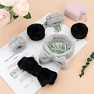 WHAVEL 6PCS Spa Headband and Wristband Set, Face Wash Headband Makeup Skincare Headband Wrist Bands for Washing Face