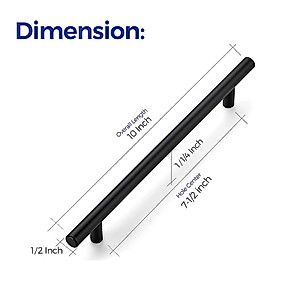Ravinte 10 Inch Cabinet Handles Matte Black Drawer Pulls Stainless Steel Kitchen Cabinet Hardware Cabinet Pulls 10" Length,7-1/2" Hole Center|1 Pack