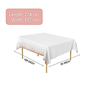 4 Pack - Plastic Tablecloths for Rectangle Tables,- Rose Gold Dot Confetti Party Table Cloths Disposable,Rectangular Table Covers, for Parties Thanksgiving Christmas Wedding, Anniversary,- 54" x 108"
