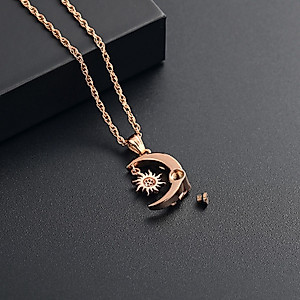 QGJNSGC Cremation Jewelry Sun and Moon Urn Necklace for Ashes Moon Pendant Necklace Celtic Knot Crescent Moon Keepsake Ashes Necklace Pendent for Men Women