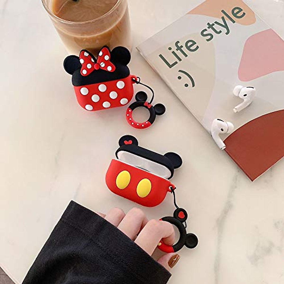 Cocomii 3D AirPods Pro Case - 3D Cartoon - Slim - Lightweight - Matte - Keychain Ring 3D Cartoon Characters Cartoon - Luxury Aesthetic Headphone Case Cover Compatible with Apple AirPods Pro (Mickey)