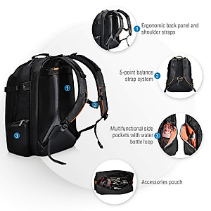 EVERKI Business 120 Large Professional 18.4-Inch Workstation or Gaming Laptop Backpack with Rain Cover, Travel Friendly (EKP120), Black