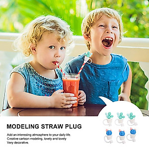 INOOMP 2pc Silicone Straw Cap Cover Reusable Cactus Pattern Drinking Straw Caps Lids Straw Plugs for Straw Tips Suitable for 6-8mm Straws for Home Kitchen Accessories