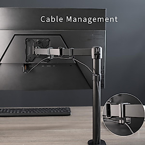 VIVO Single Monitor Arm Desk Mount, Holds Screens up to 32 inch Regular and 38 inch Ultrawide, Fully Adjustable Stand with C-Clamp and Grommet Base, VESA 75x75mm or 100x100mm, Black, STAND-V001