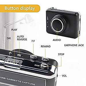 Auto Reverse&Clear Stereo Cassette Player with Detachable Speaker-Portable Cassette Tape to MP3 Converter- Convert Tapes to Digital Files via USB, Compatible with MAC Laptops & PC