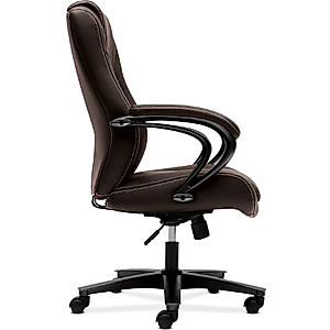 HON Managerial Office Chair- High-Back Computer Desk Chair with Loop Arms , Brown (VL402)