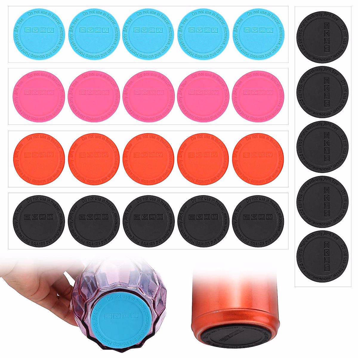 Bibabala 25pcs Silicone Bottoms for Tumblers, Wine Glasses & More (2.2x0.1inch)
