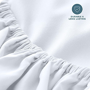 Bare Home Fitted Bottom Sheet Full Size - Premium 1800 Microfiber - Ultra-Soft Hotel Luxury - Deep Pocket - Durable and Long Lasting (Full, White)