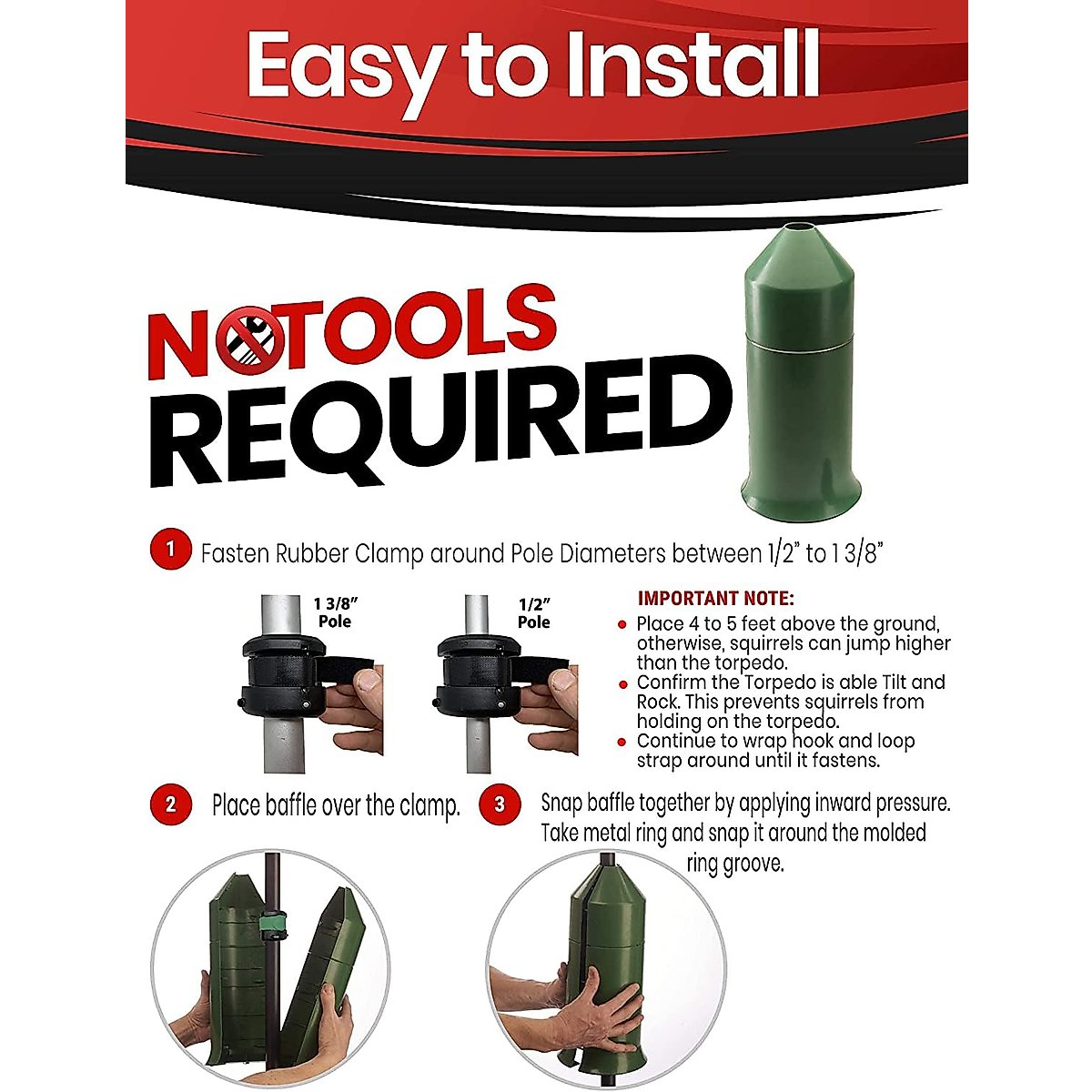 iPrimio 18" Squirrel Baffle - Easy Install Pole Wrap Around Baffle: Protect Hanging Bird Feeders, Squirrel Baffles for Bird Feeders, No Tool Install, Durable Weather Resistant, for Bird Feeder Poles