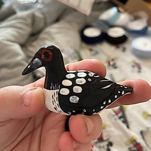 Selsela Common Loon Wooden Figurine Small Animal Garden Statue Carving Decoration Small Animals