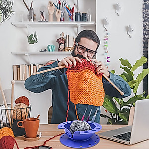 BCMRUN Yarn Bowl Large Knitting Bowl Holder with Crochet Hooks Hole Holder,Knitting Flat Bottom Wool Balls Storage Organizer Yarn Storage Bowl for Women Crocheting Knitting Mother's Day Christmas Gift