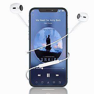 Apple Headphone Wired with Lightning Connector [Apple MFi Certified] in-Ear Noise Isolating iPhone Headphone Built-in Microphone & Volume Control Compatible with iPhone 13/12/11/SE/X/XR/8/7-All iOS