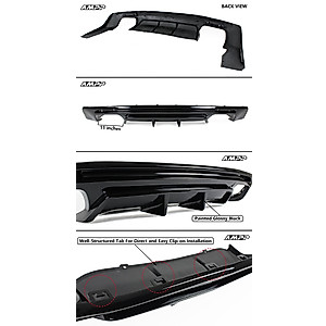 Painted Gloss Black Shark Fin Sport Rear Bumper Diffuser Replacement PP Compatible for 2016-2019 Chevy Camaro LT RS SS